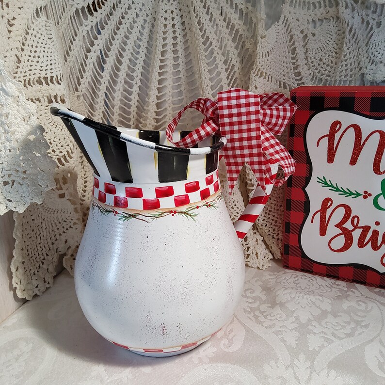 Vintage Hand Painted Water Pitcher Hand Painted Snowman - Etsy