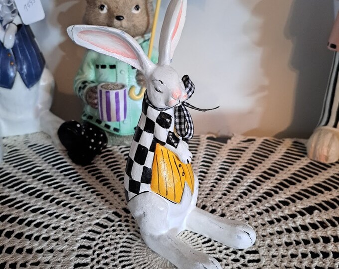 White Rabbit Hand Painted, Designer Inspired Hand Painted Rabbit, White ...
