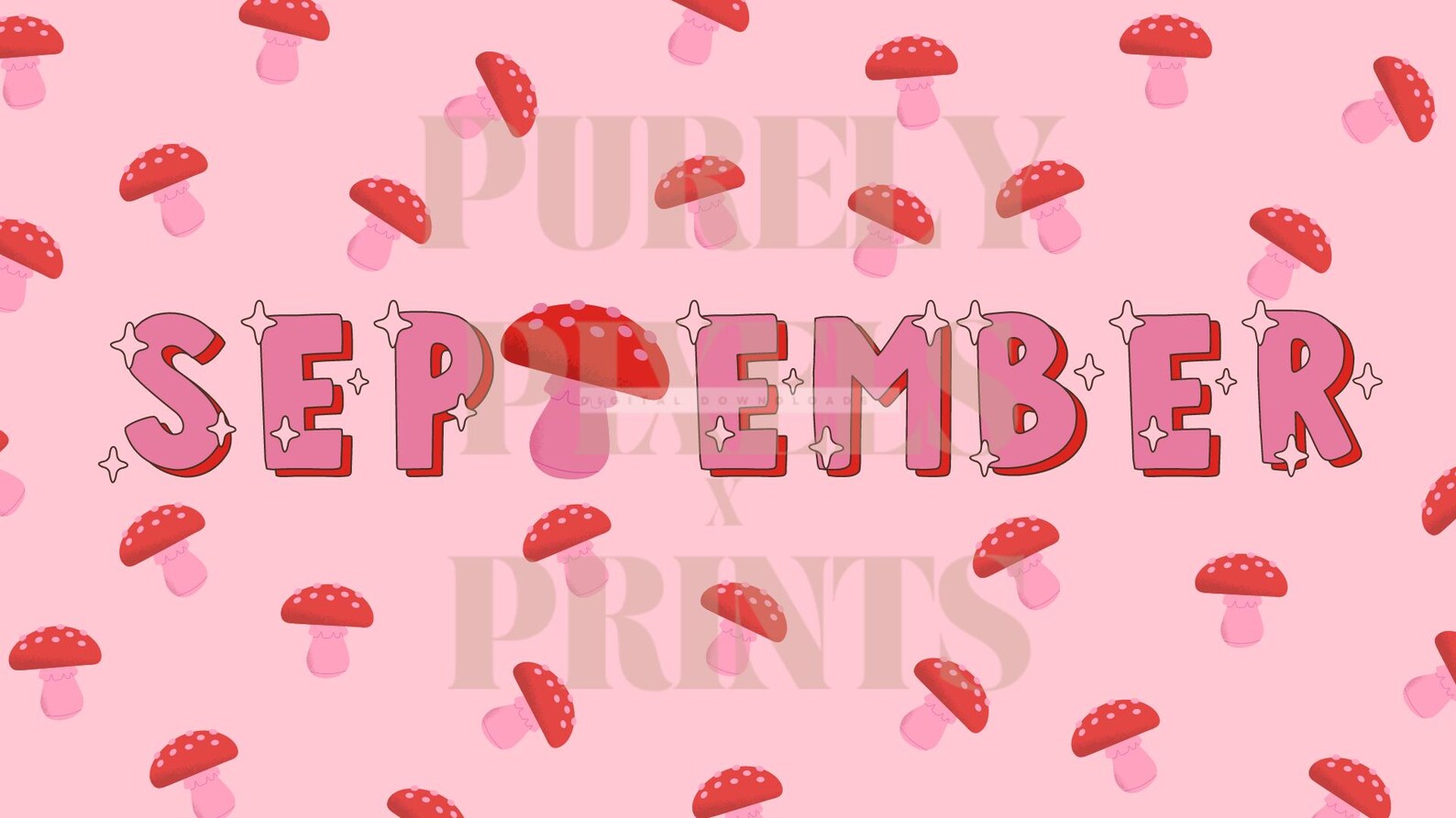 September Pink and Red Mushroom Desktop Wallpaper / 2024 Monthly Goals ...