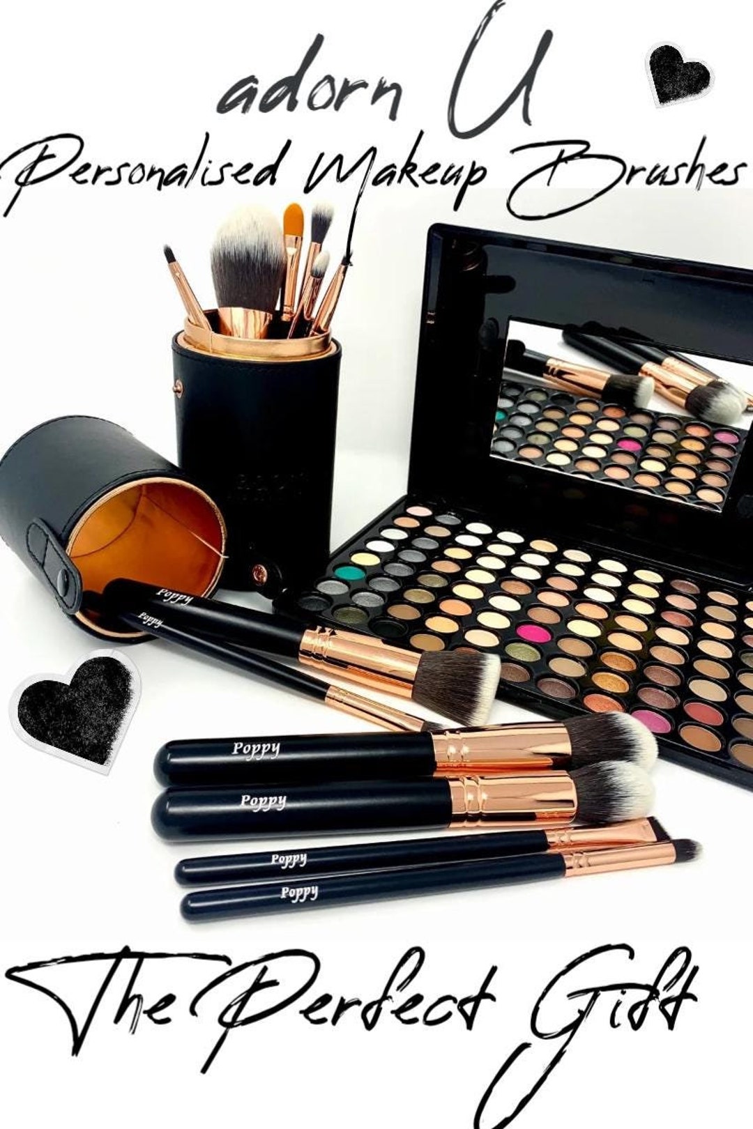The Complete Set 12 Personalised Makeup Brushes & Tub Engraved High ...