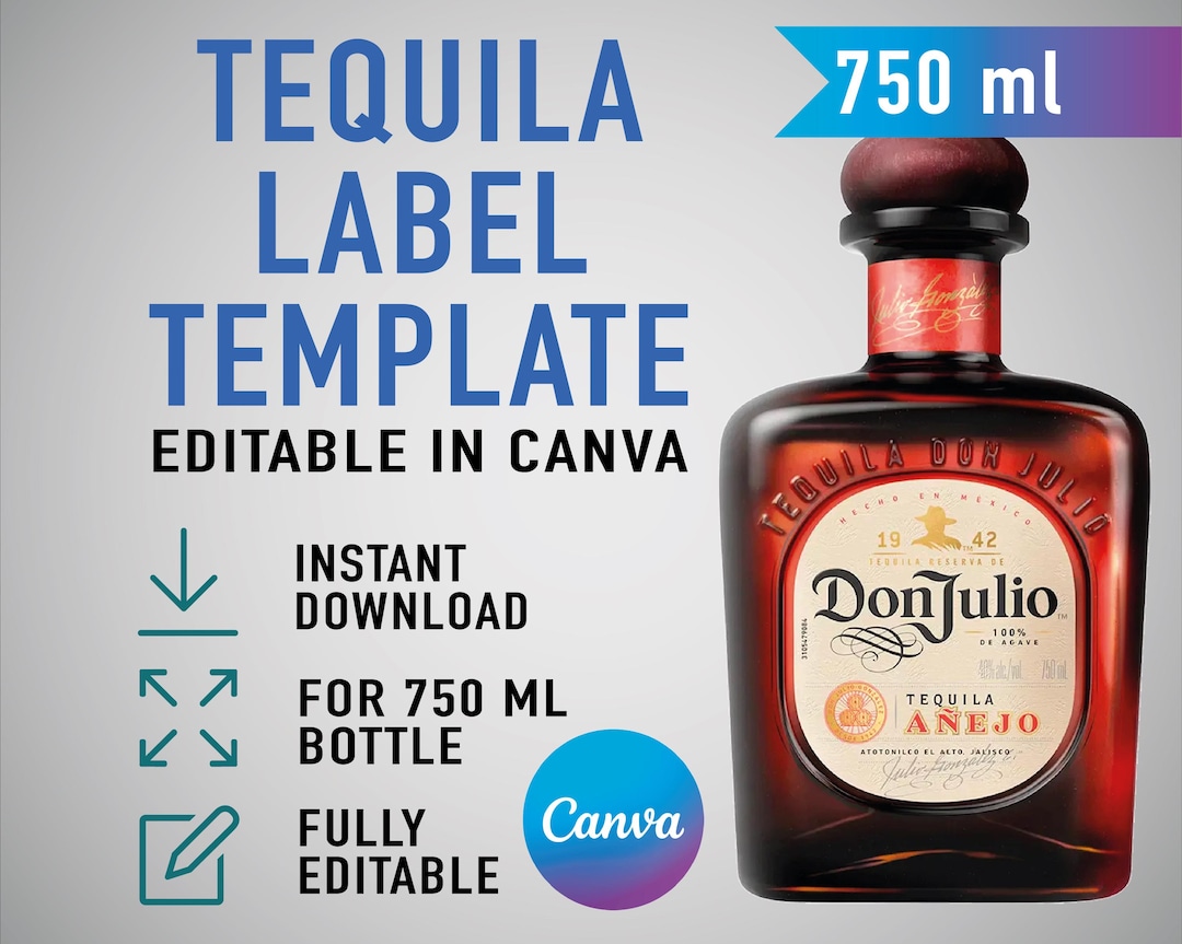 Custom Don Julio Anejo Label Template: Birthday Tequila, Wedding ...