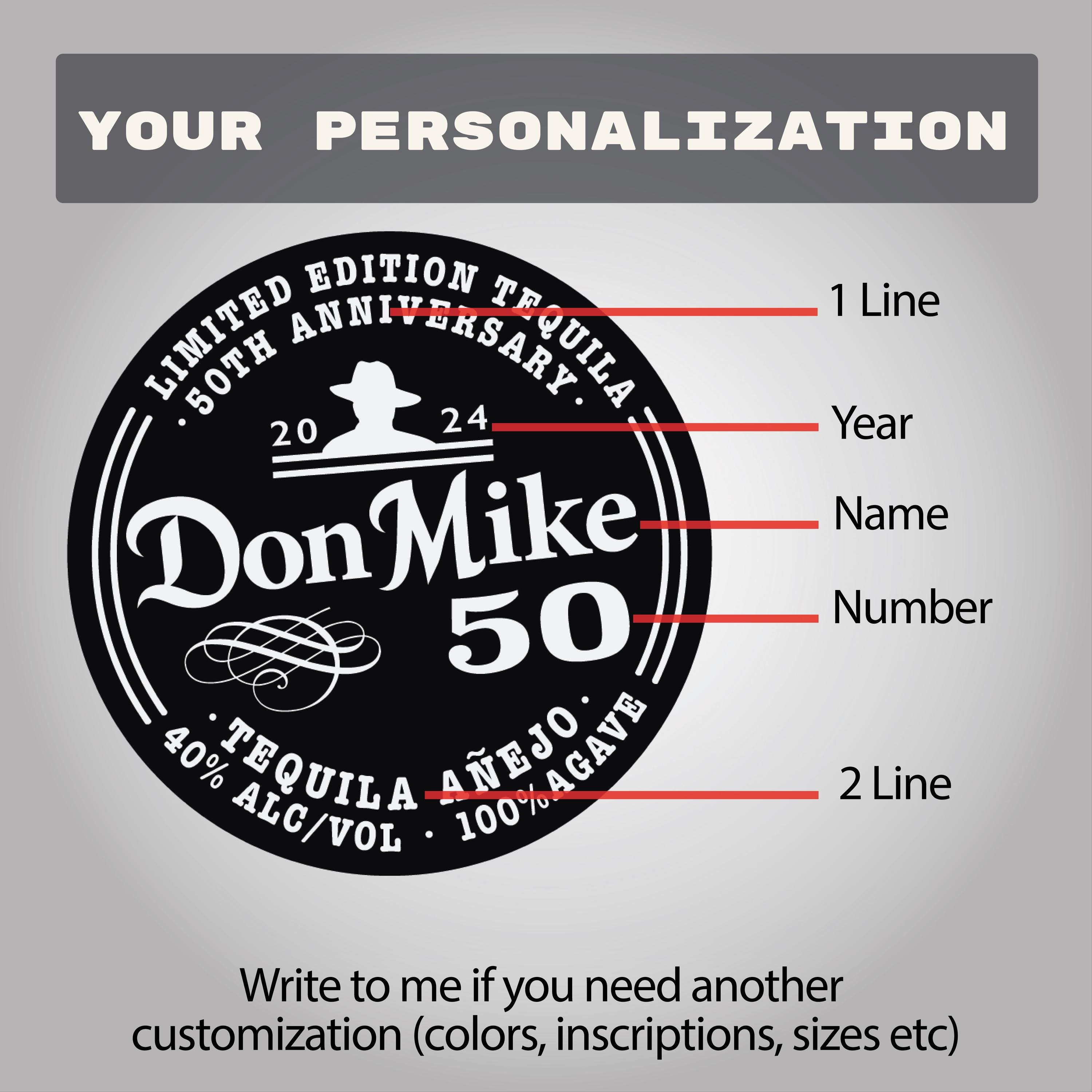 Custom Don Julio 70 Label, Personalized Tequila Black Label, Birthday ...
