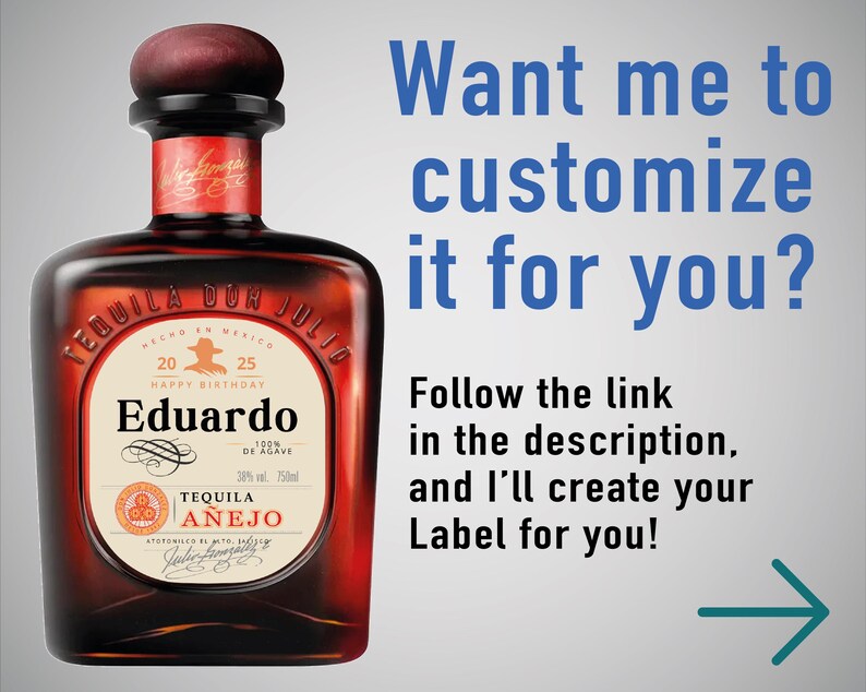 Custom Don Julio Anejo Label Template: Birthday Tequila, Wedding ...