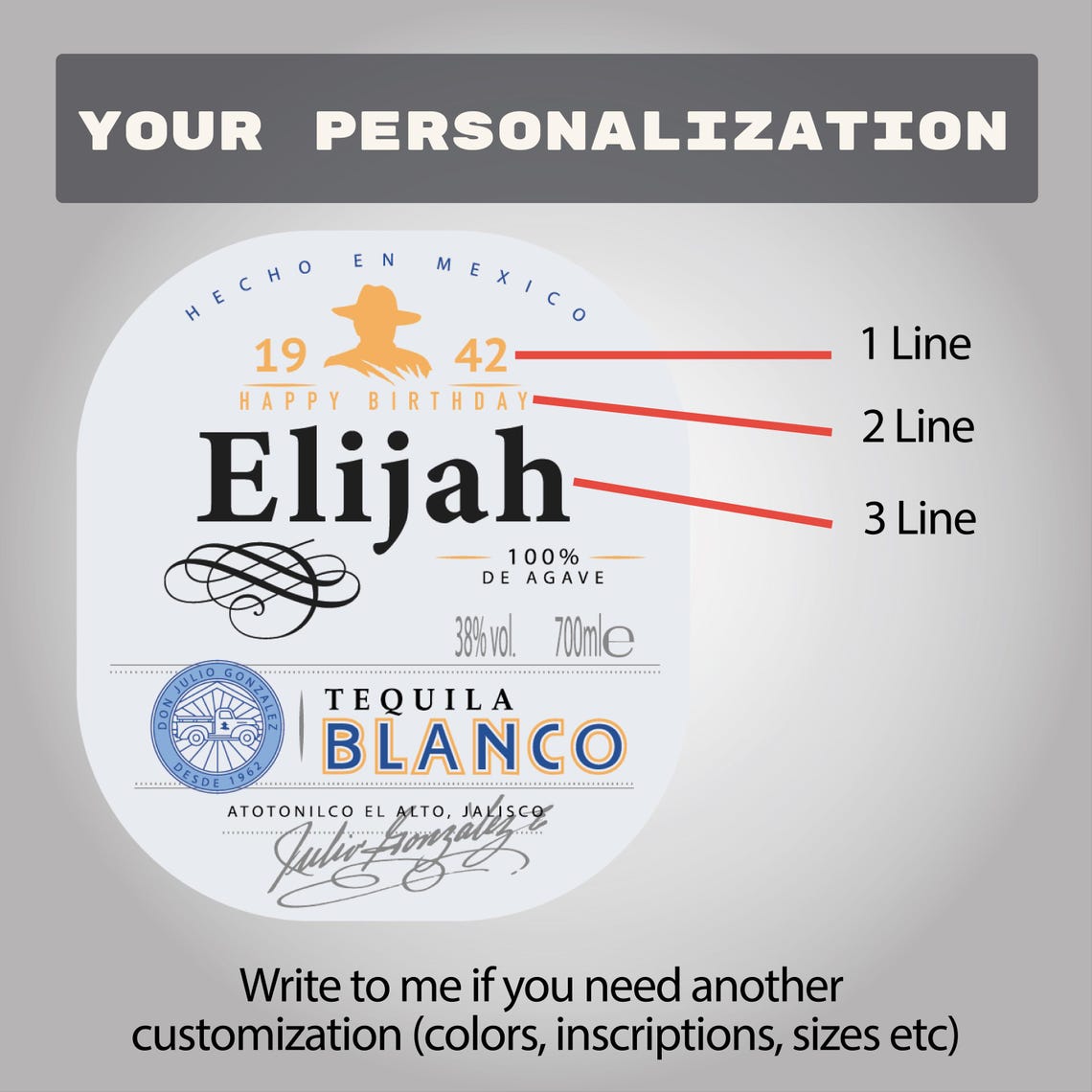 Custom Don Julio 0.7 L Label, Printable Blanco Tequila Label, Birthday ...