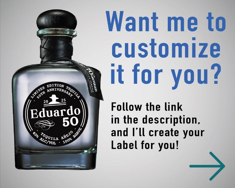 Custom Tequila Label Template: Don Julio 70 Birthday, Wedding ...