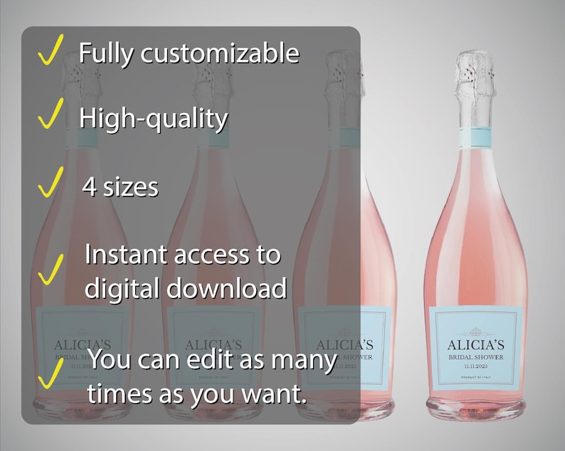 Custom Prosecco Label Template, Editable in Canva, Personalized Wine ...