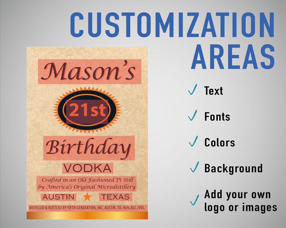 Custom Vodka Template, Titos Label, Printable Personalized Alcohol ...
