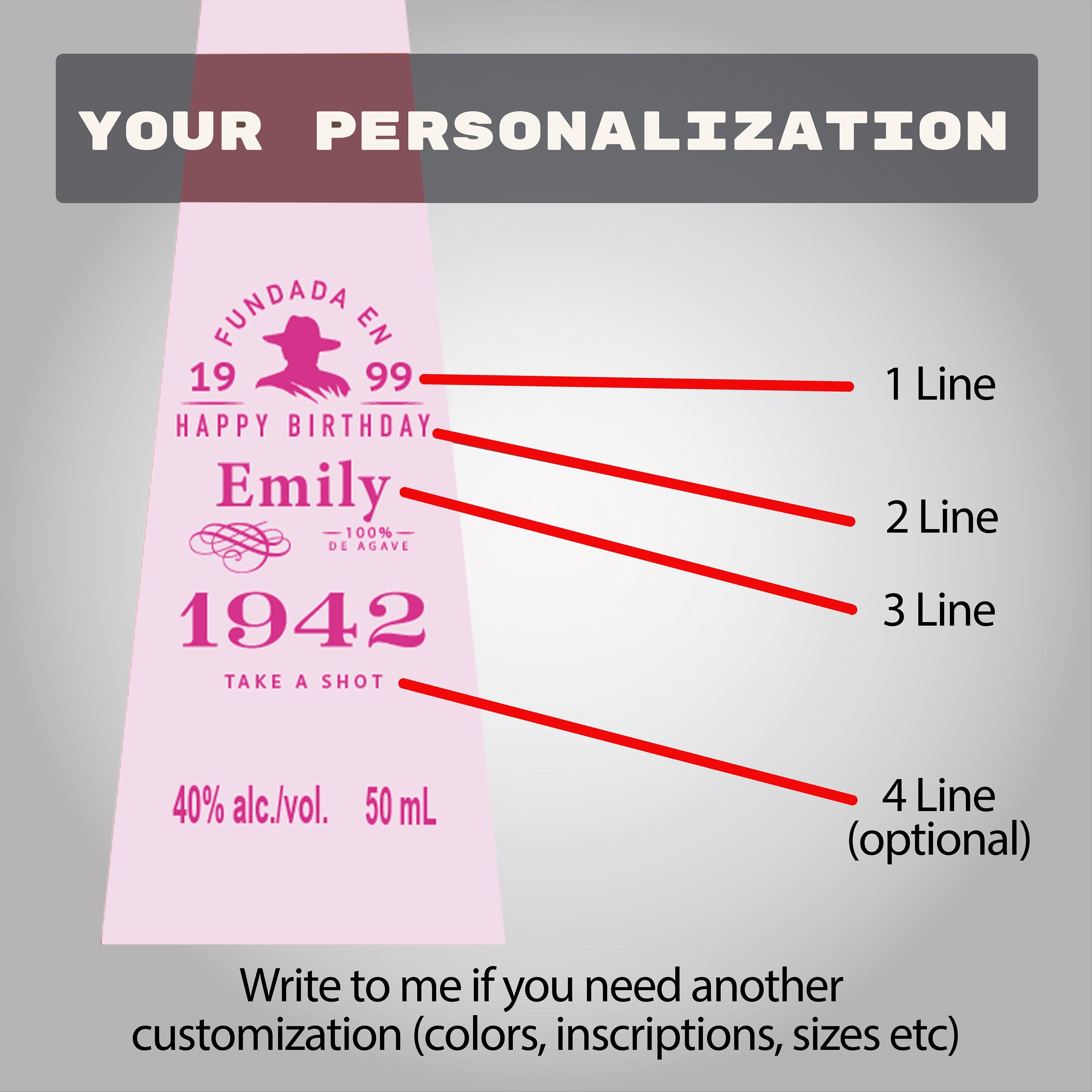Printable Don Julio 50ml Pink Label, Personalized 1942 Mini Label ...