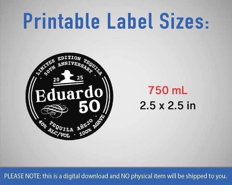 Custom Tequila Label Template: Don Julio 70 Birthday, Wedding ...