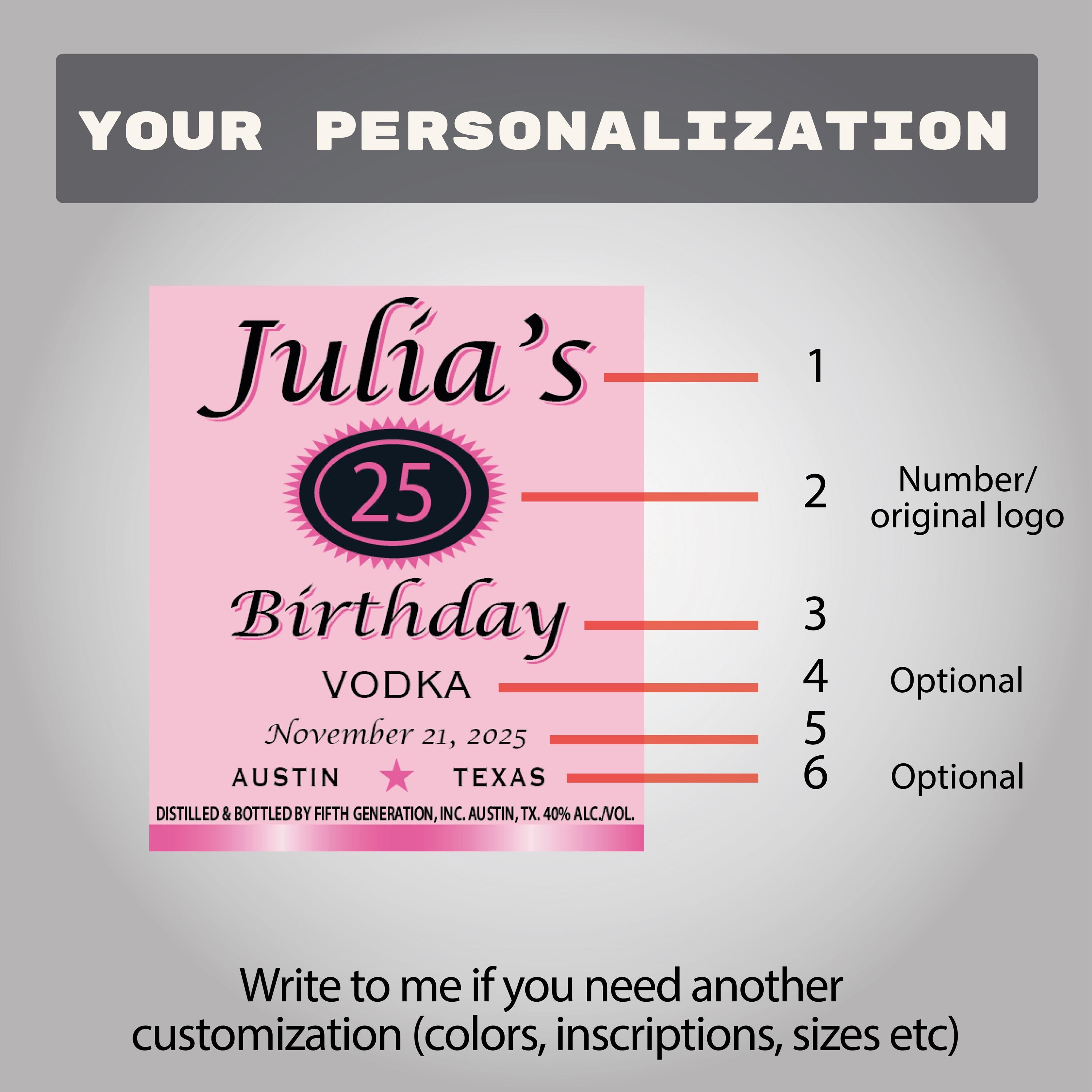 Pink Mini Vodka Label, Custom Titos Labels, Printable Personalized ...