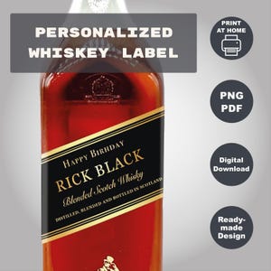 Printable Black Label, Custom Johnnie Walker Whisky Label, Personalized ...
