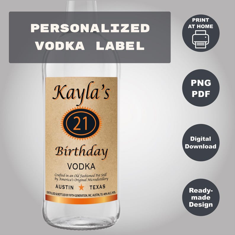 Custom Vodka 750 Ml Label, Titos Labels, Printable Personalized Alcohol ...