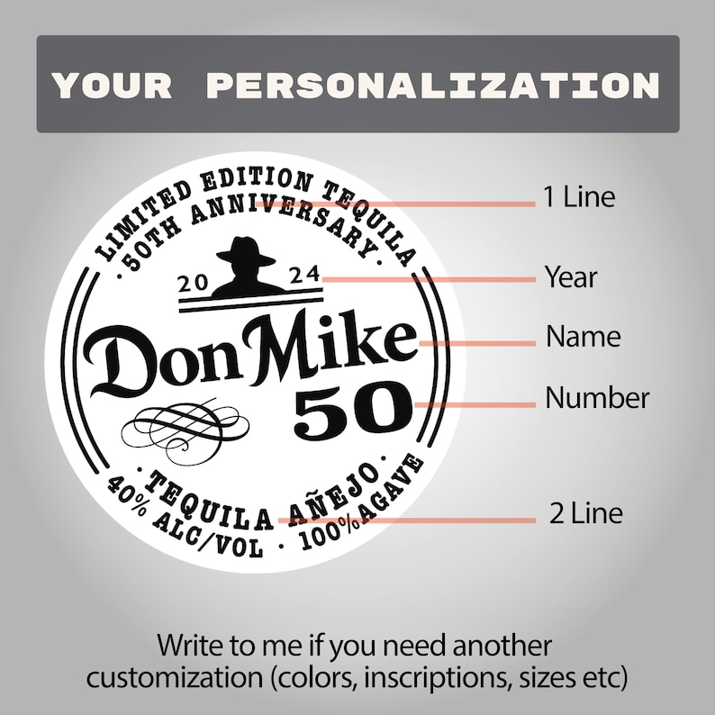 Custom Don Julio 70 Label, Personalized Tequila Label, Birthday ...