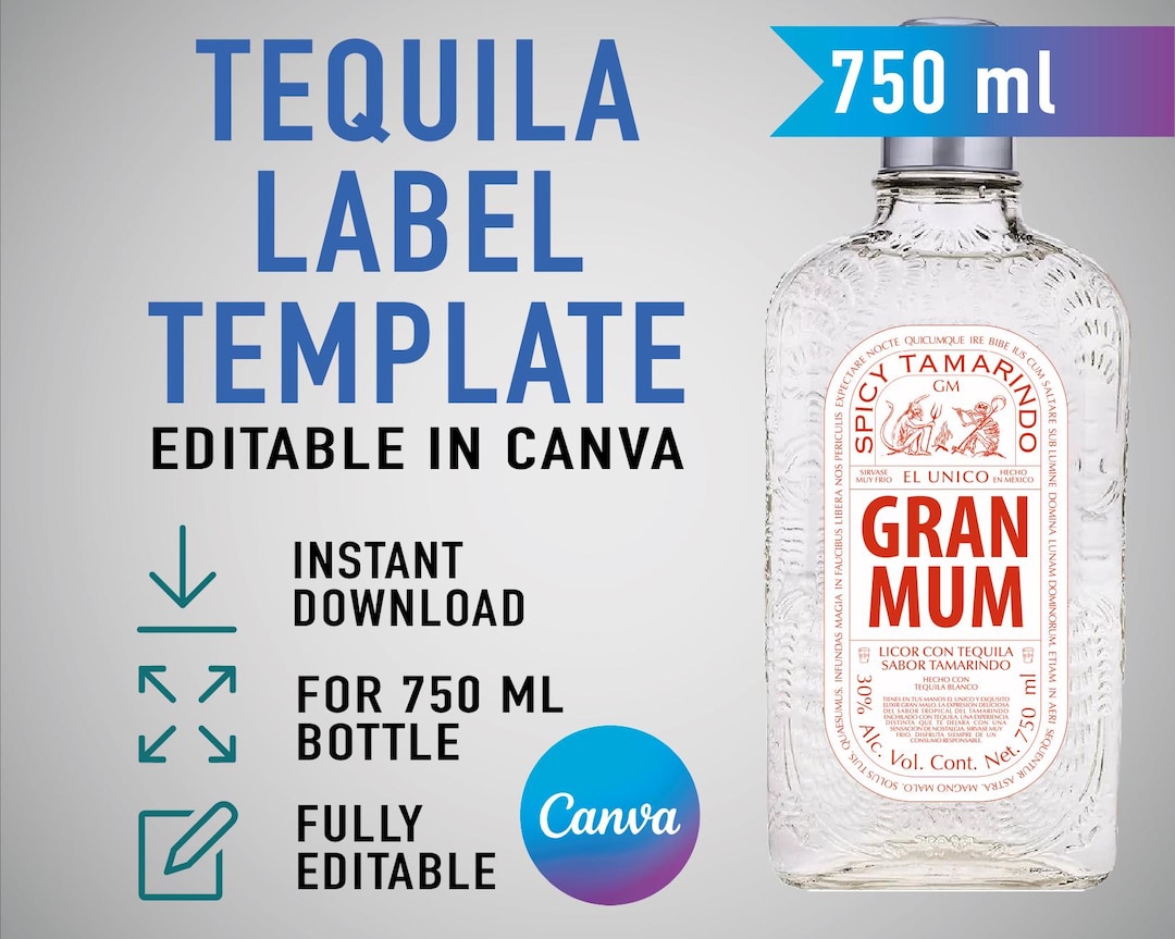 Custom GRAN MALO Template, Personalized Tequila Label, Birthday ...