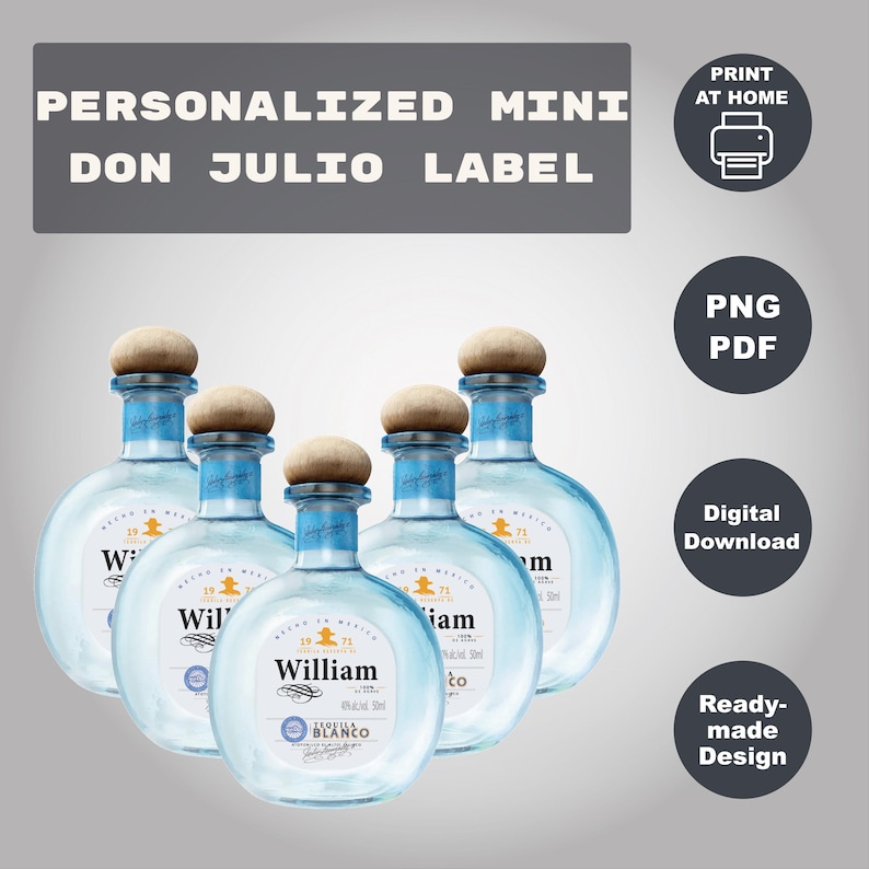 Custom Don Julio 50ml Label, Printable Mini Blanco Tequila Label ...