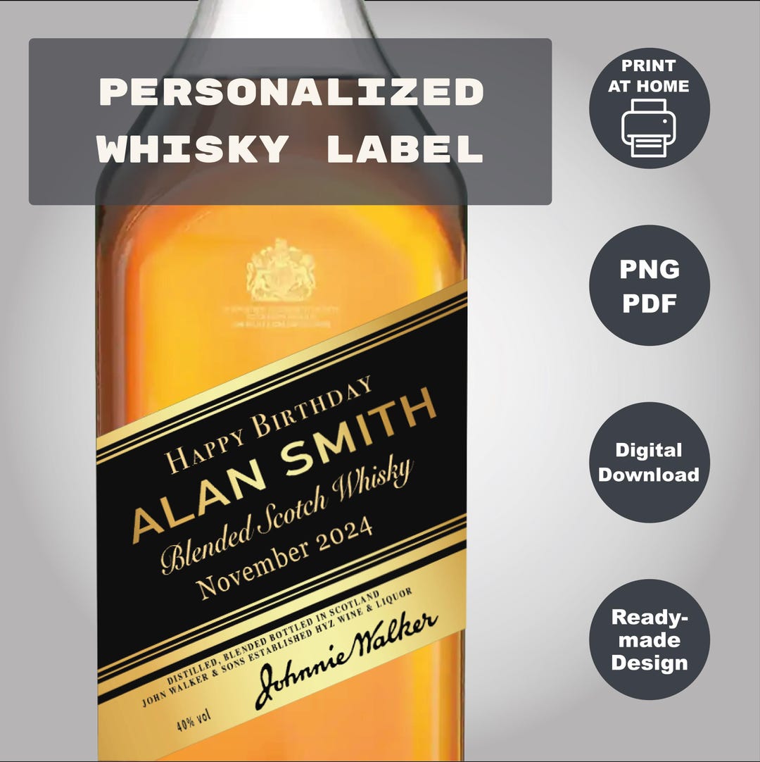 Custom Johnnie Walker Whisky Label, Personalized Double Black Design ...