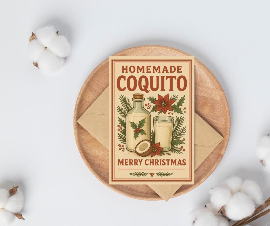 Vintage Christmas Coquito Label | Retro Printable Tag | Instant ...