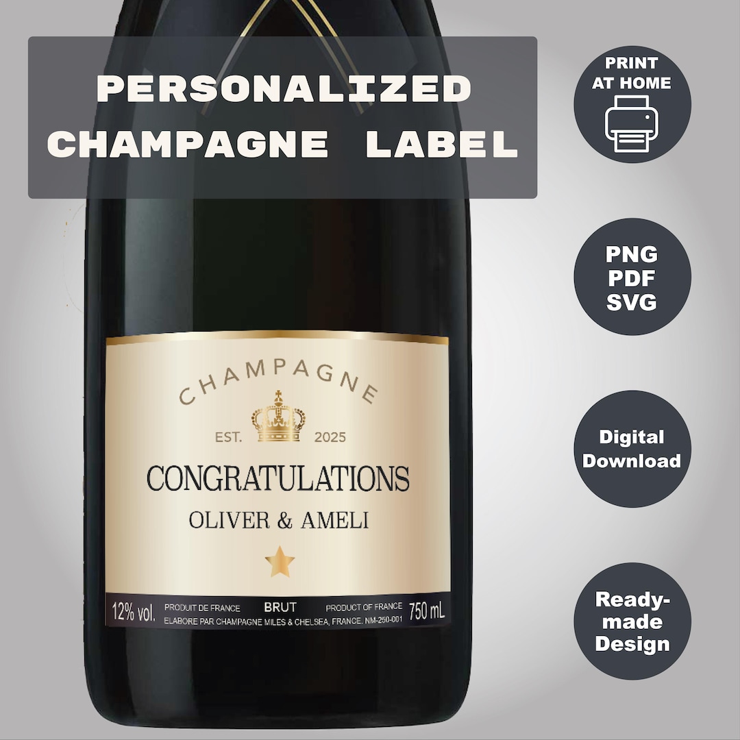Personalized Gold Champagne Label: Elegant Gift (digital Download) - Etsy