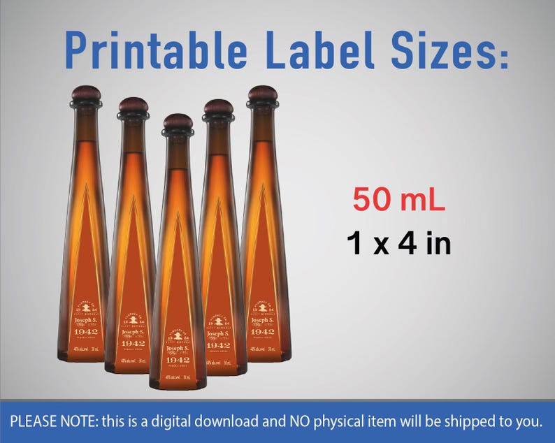 Custom Don Julio 1942 Label Template: Tequila Mini Bottles, DIY Gift ...