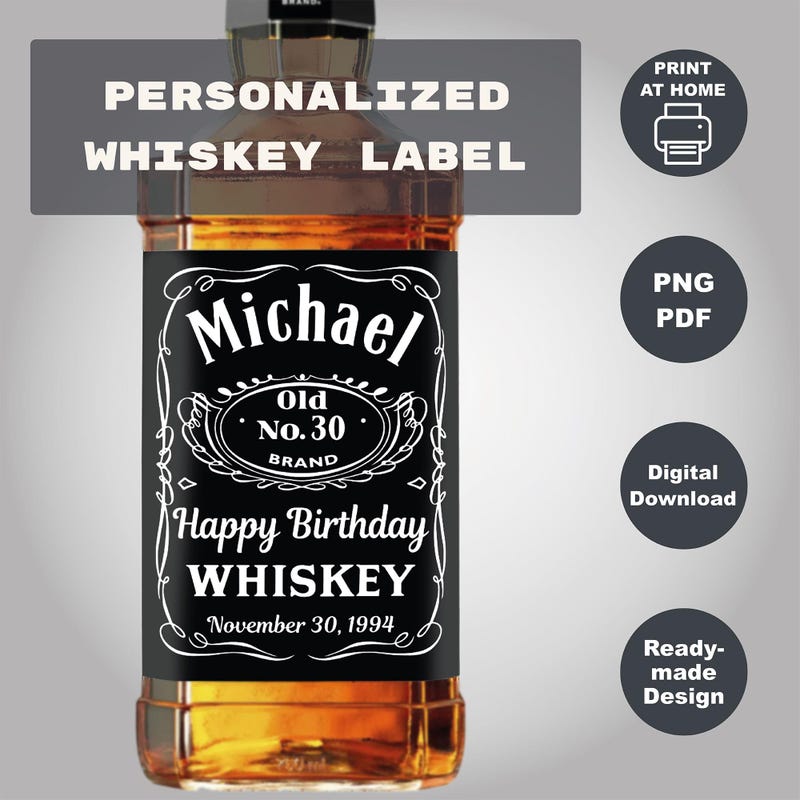 Whiskey Bottle Label - Etsy