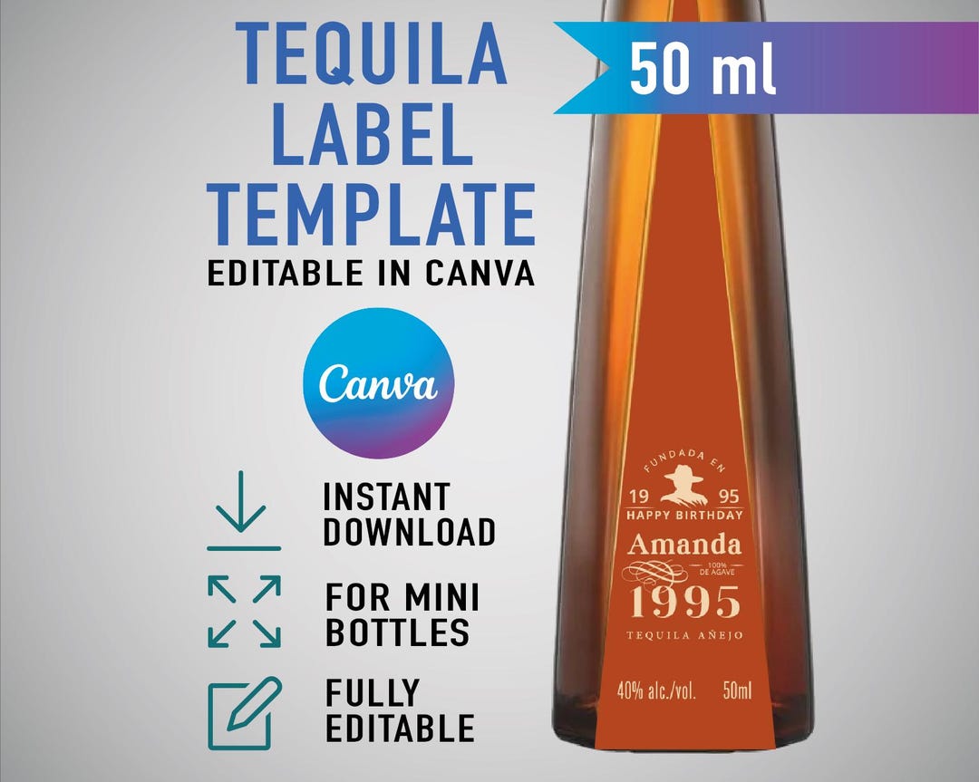 Custom Don Julio 1942 Label Template: Tequila Mini Bottles, DIY Gift ...