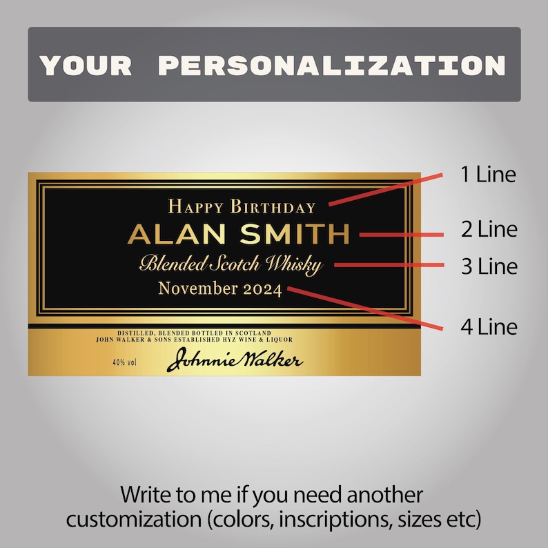 Custom Johnnie Walker Whisky Label, Personalized Double Black Design ...