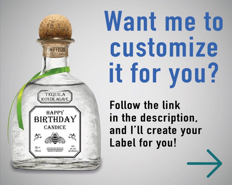 Custom Patron Template, Tequila Label, Printable Personalized Gift for ...
