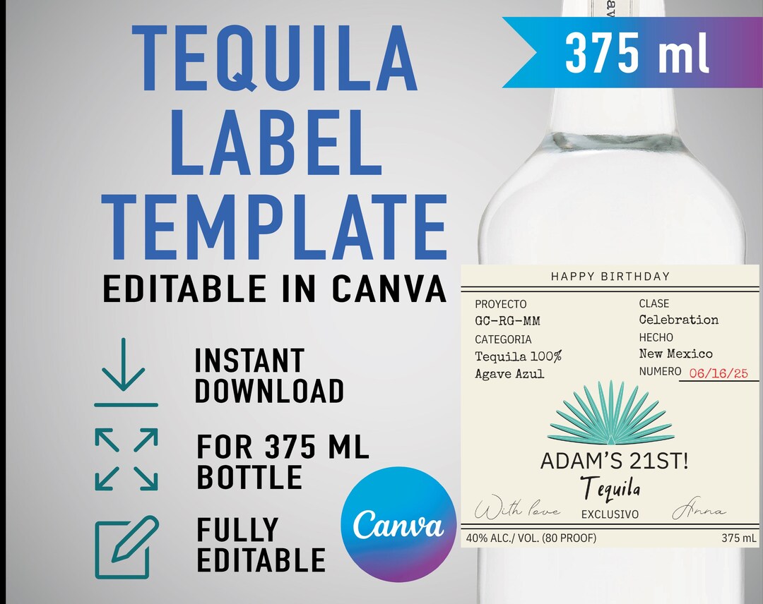 Personalized Tequila Label Template: Custom Casamigos Style (editable ...