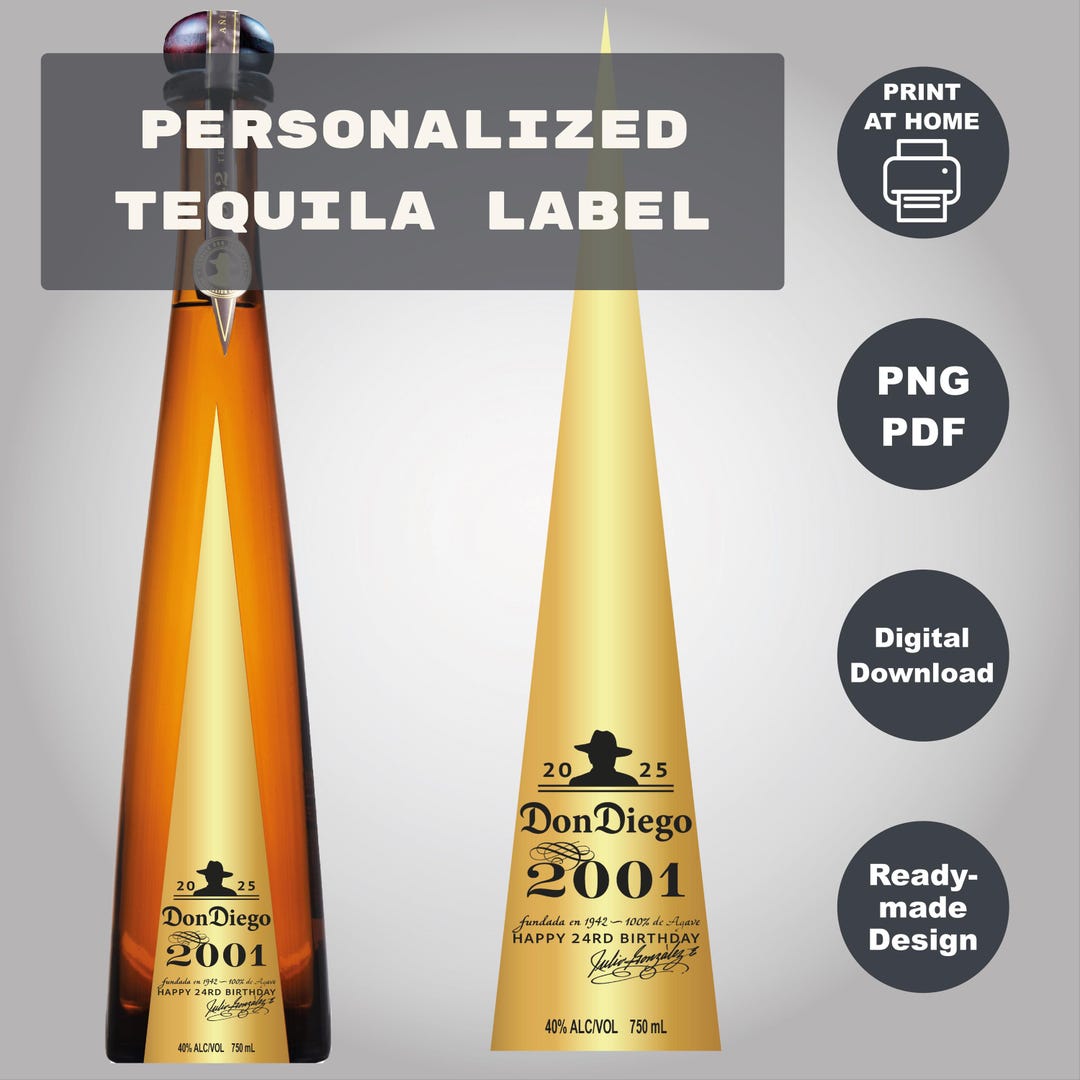 Custom Don Julio Gold Label, Printable 1942 Label, Birthday Gift ...