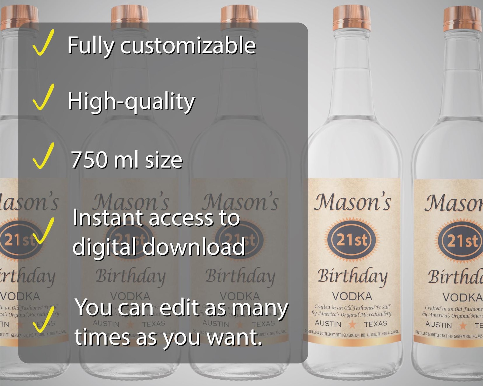 Custom Vodka Template, Titos Label, Printable Personalized Alcohol ...