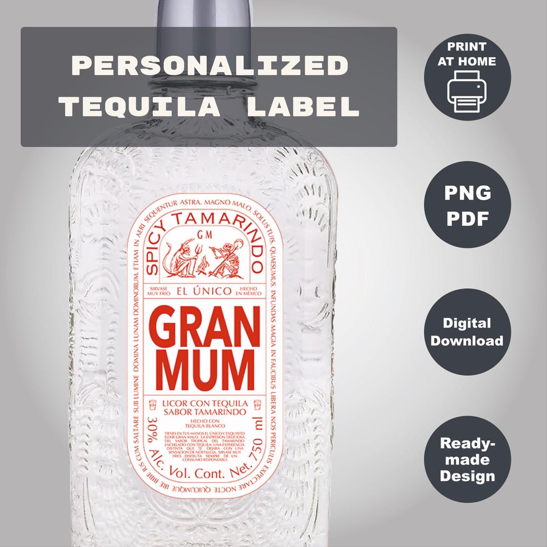 Printable Gran Malo Label Custom Reposado Tequila Label Personalized