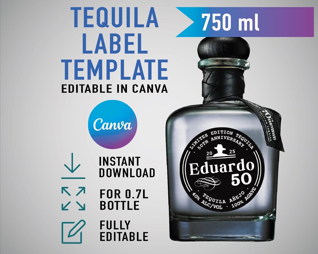 Custom Tequila Label Template: Don Julio 70 Birthday, Wedding ...