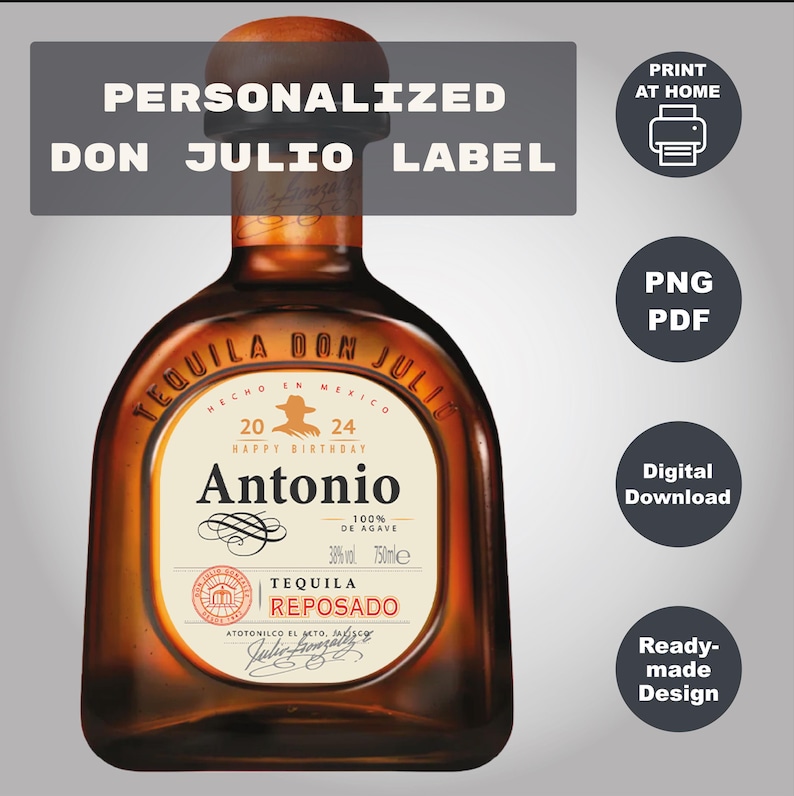 Printable Don Julio 0.7 L Label, Custom Reposado Tequila Label ...