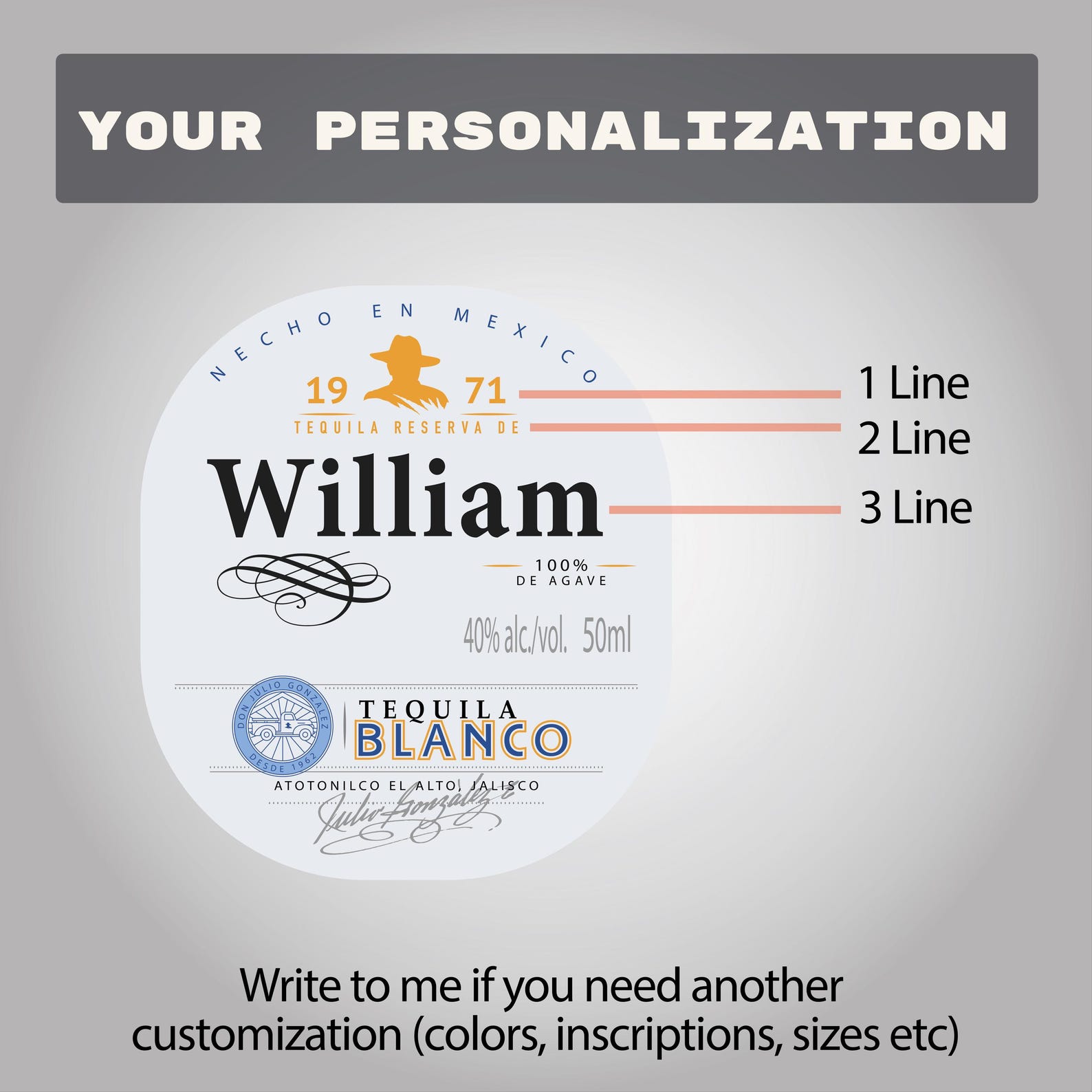 Custom Don Julio 50ml Label, Printable Mini Blanco Tequila Label ...