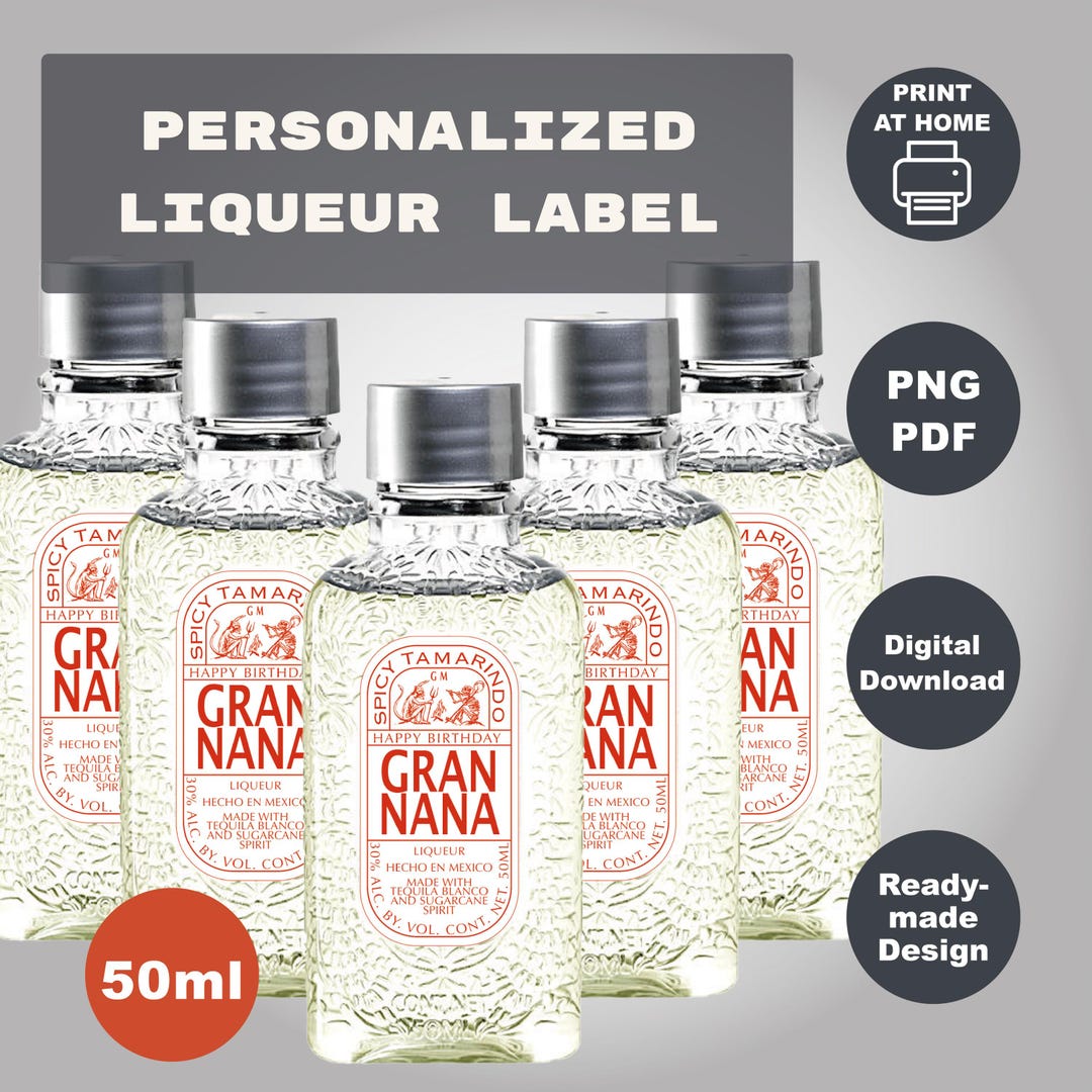 Printable Mini Gran Malo Label Custom Reposado Tequila Shot