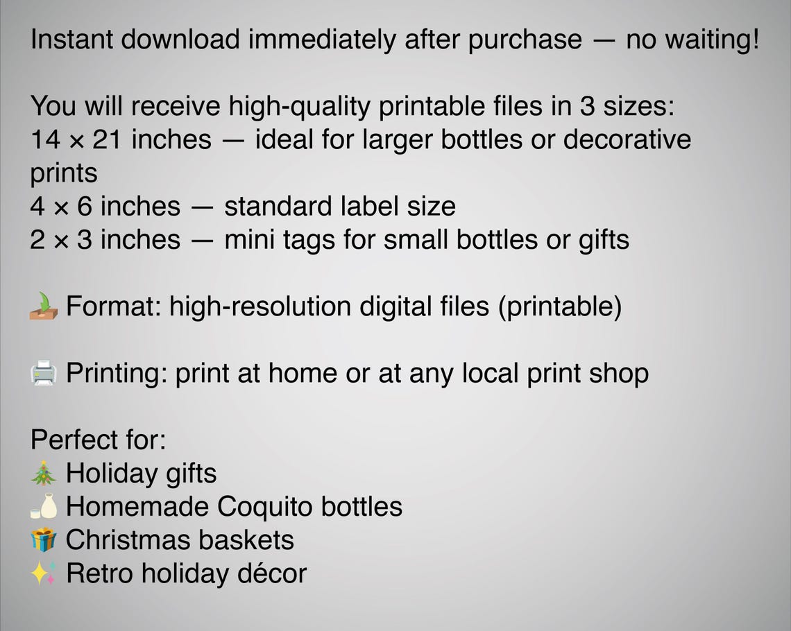 Vintage Christmas Coquito Label | Retro Printable Tag | Instant ...