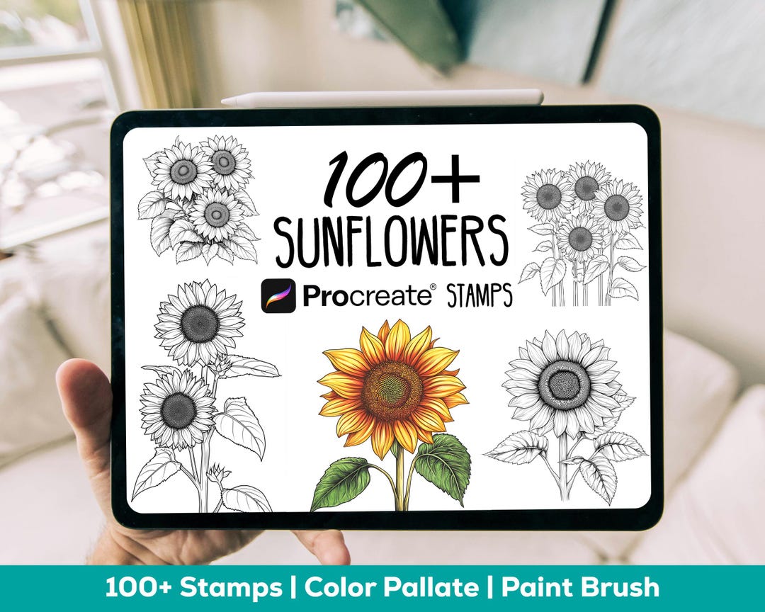 Procreate Sunflower Stamps 100 Sunflower Brushes Sunflower Procreate ...