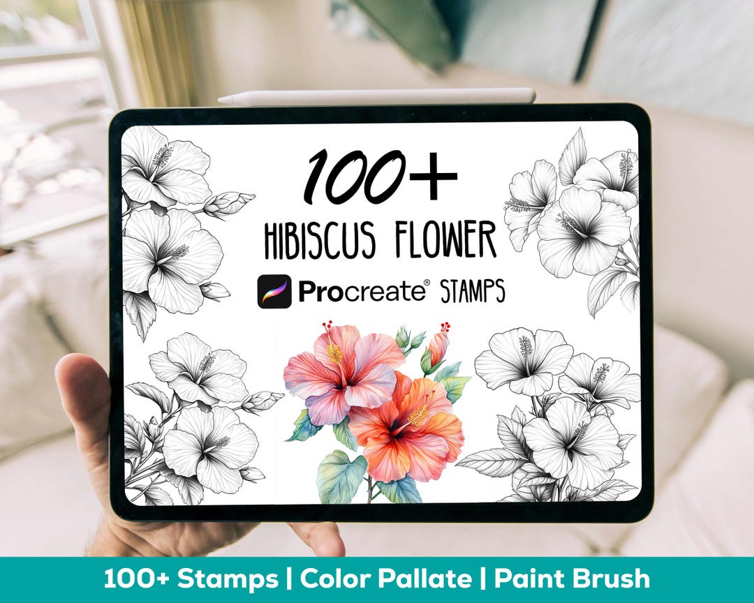 Procreate Hibiscus Flower Stamps | 100+ Hibiscus Flower Brushes ...