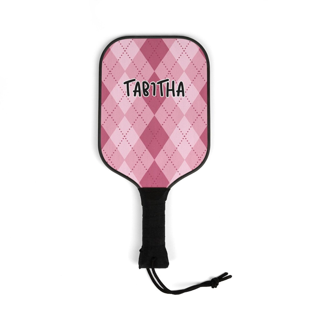 Personalized Pickleball Kit With Pink Argyle Custom Paddles 2 Paddle ...