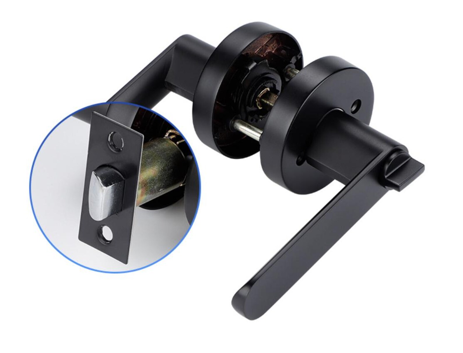 I01B Black Three-bar Spherical Door Handle Lock for Interior Bedroom ...