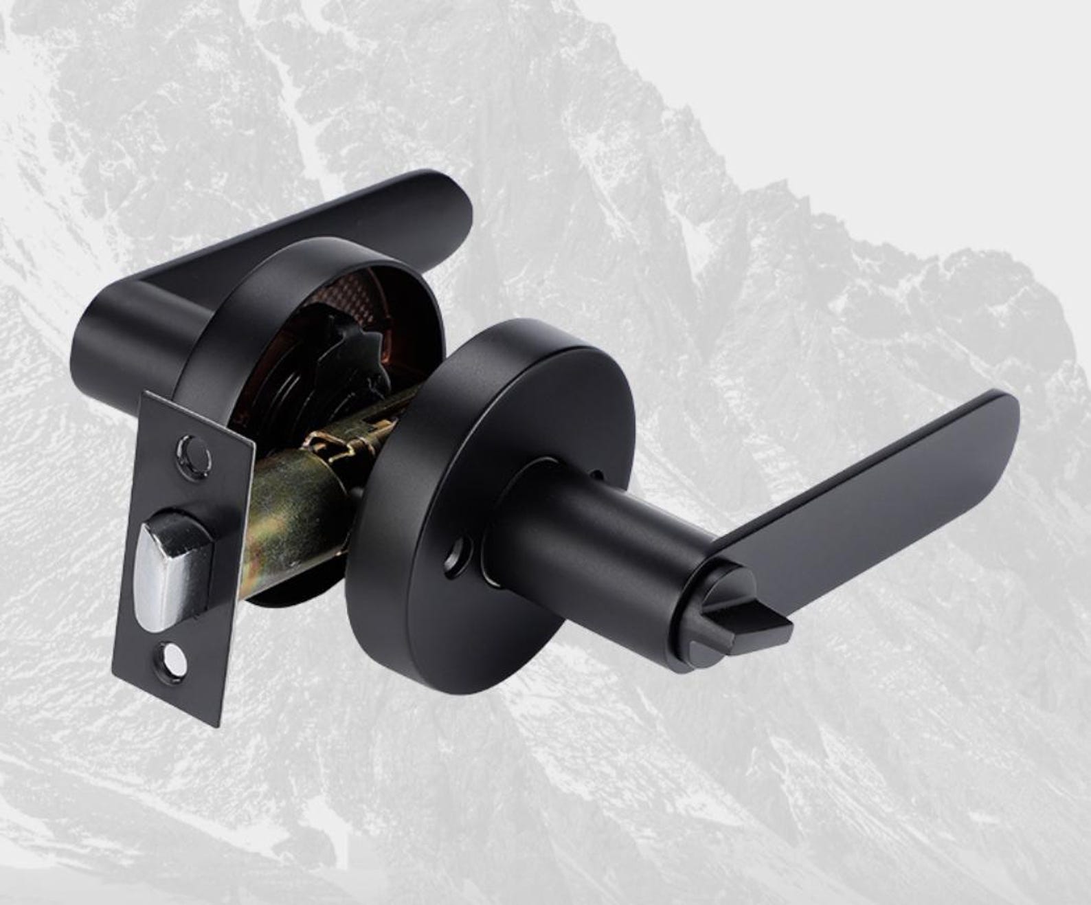 I01B Black Three-bar Spherical Door Handle Lock for Interior Bedroom ...