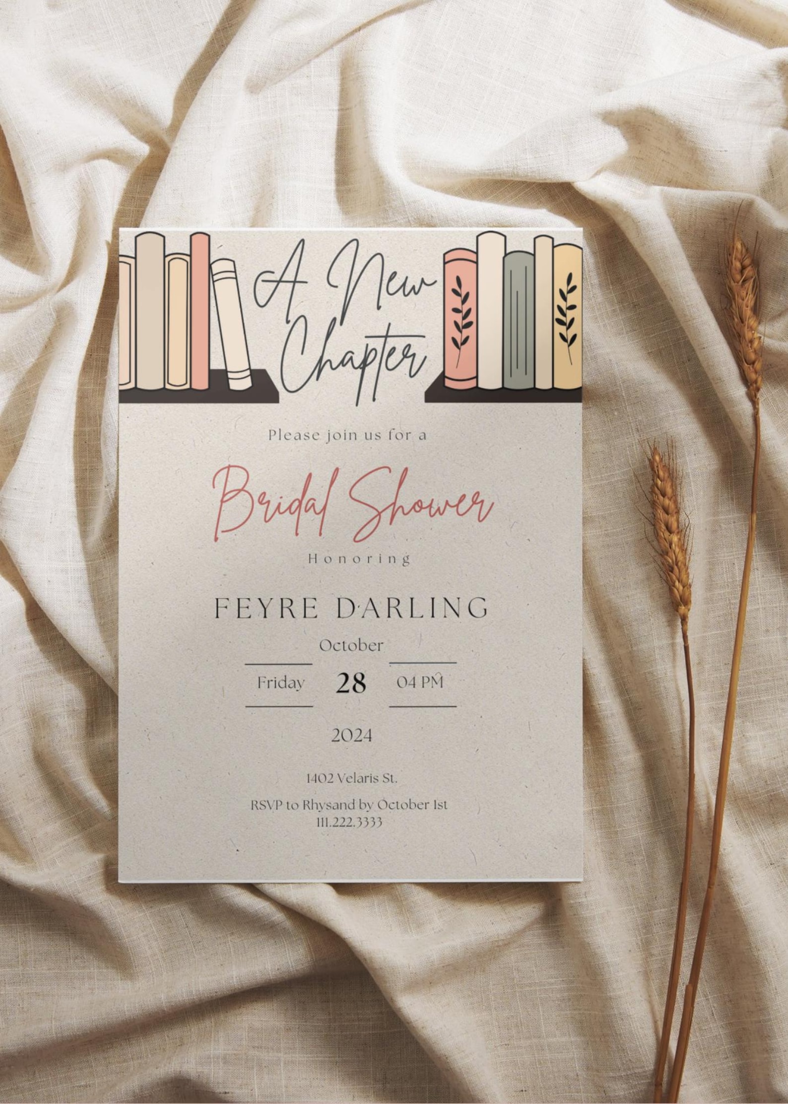 Book Bridal Shower Invitation | Editable Template (digital Download) - Etsy