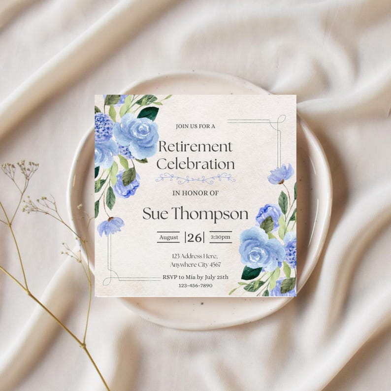 Retirement Party | Retirement| Floral | Edit Template | User Friendly ...