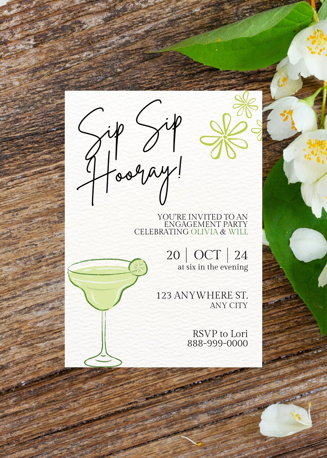 Sip Sip Hooray Engagement Party Invitation Template (digital Download ...