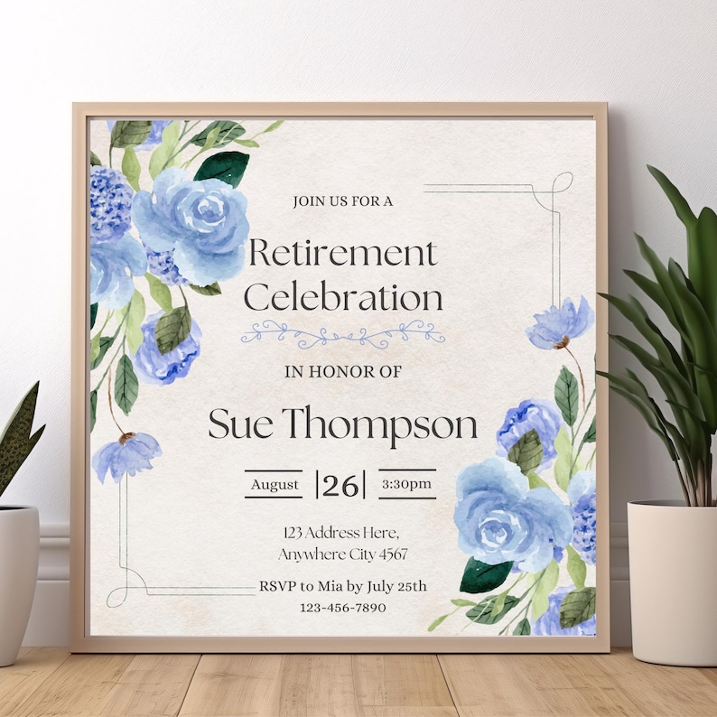 Retirement Party | Retirement| Floral | Edit Template | User Friendly ...