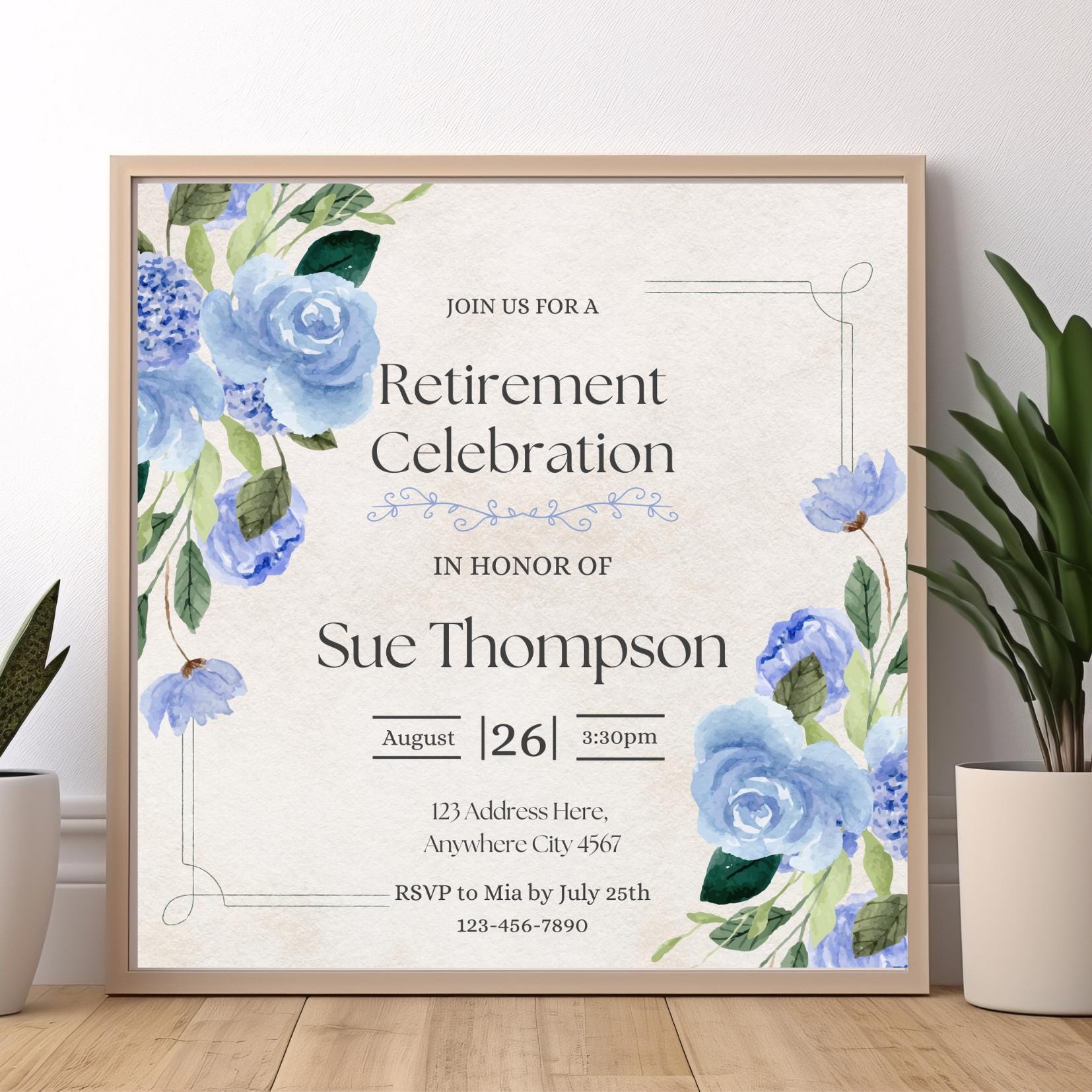 Retirement Party | Retirement| Floral | Edit Template | User Friendly ...