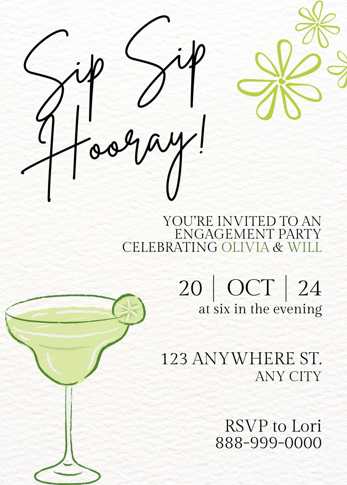 Sip Sip Hooray Engagement Party Invitation Template (digital Download ...