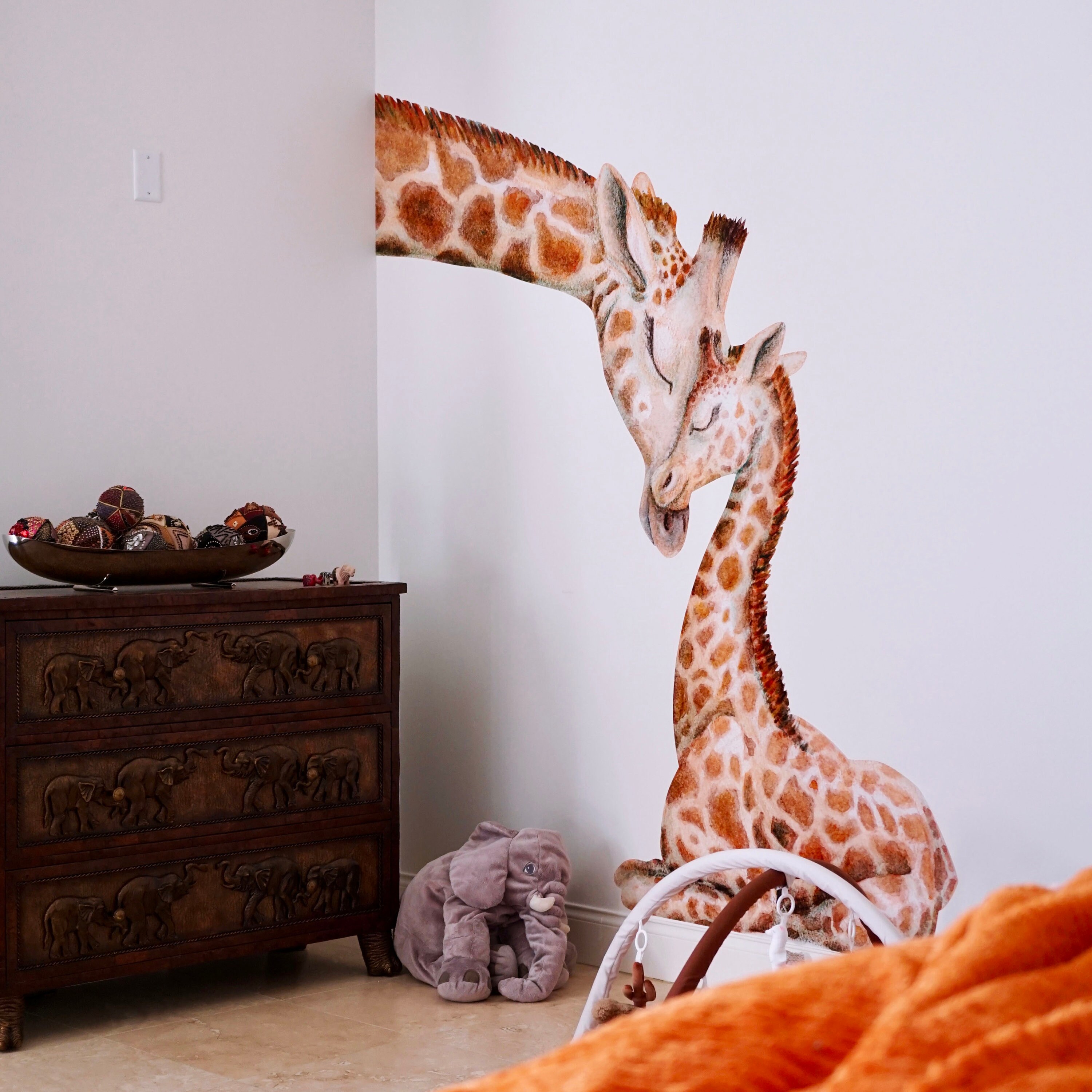 Giraffe Wall Decal | Premium Fabric Wall Mural | Safari Nursery Decor ...