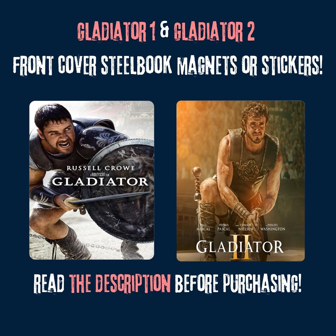 Gladiator 1 & Gladiator 2 Steelbook Magnet or Sticker for Back or Front ...
