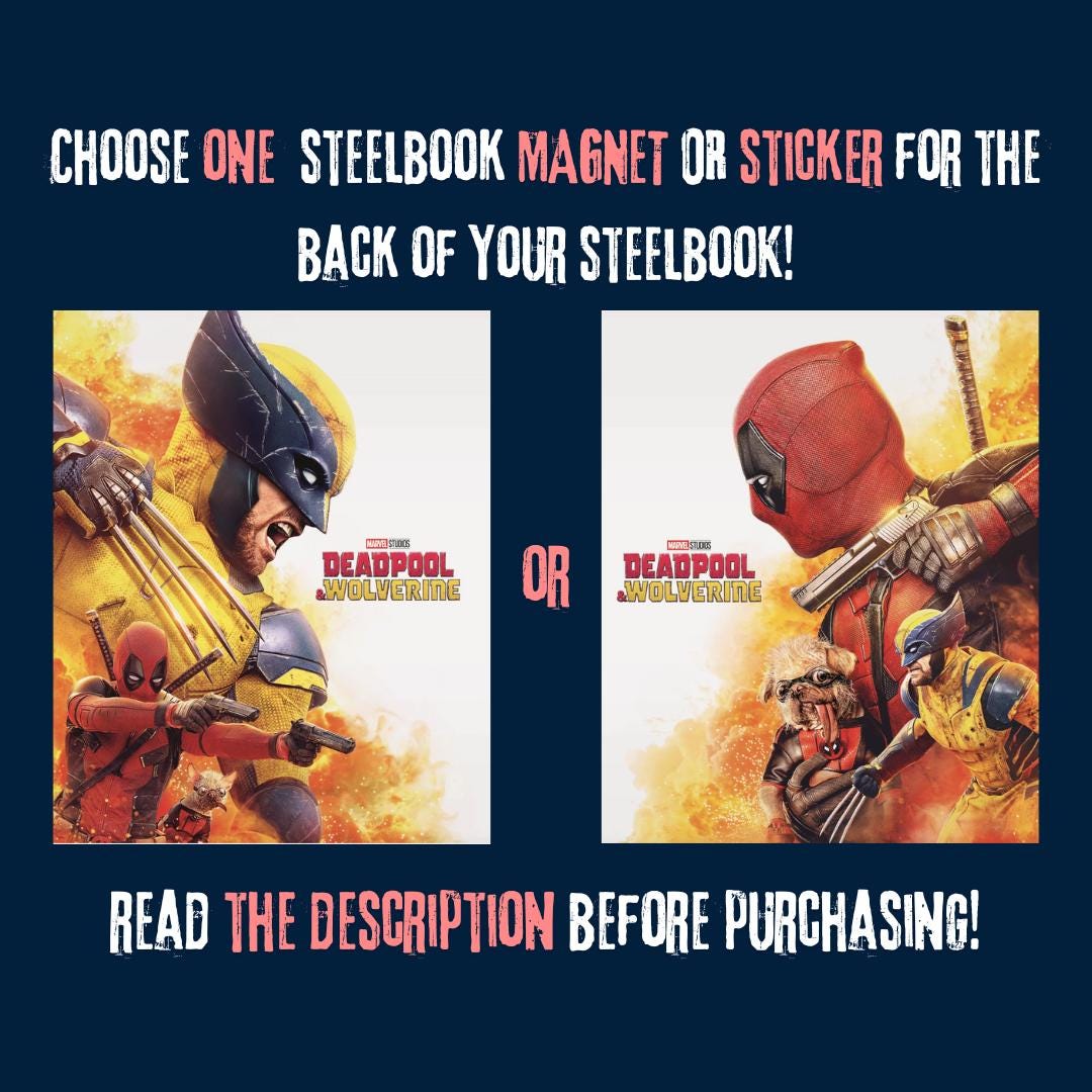 Deadpool & Wolverine Steelbook Magnet or Sticker for Back or Front ...